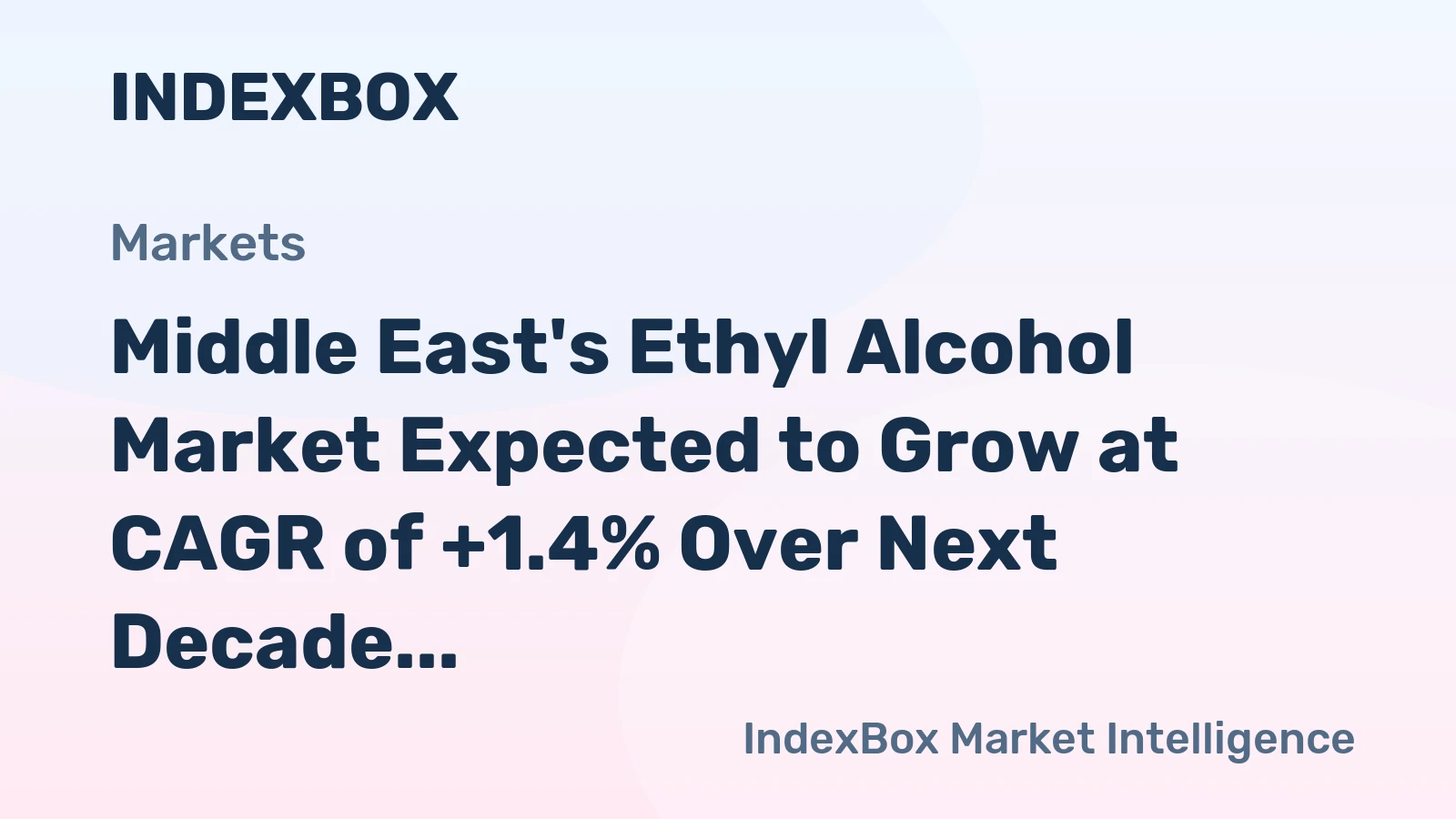 Middle East's Ethyl Alcohol Market Expected to Grow at CAGR of +1.4% Over Next Decade