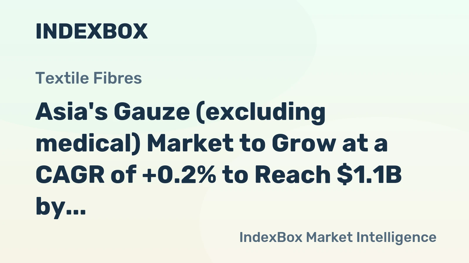 Asia's Gauze (excluding medical) Market to Grow at a CAGR of +0.2% to Reach $1.1B by 2035