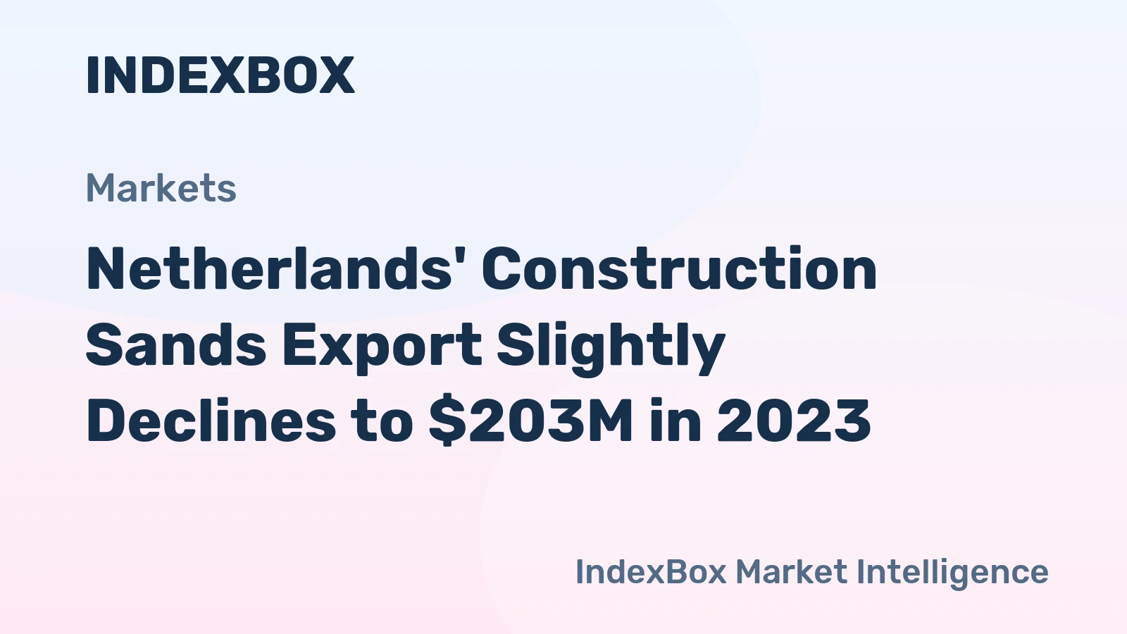 Netherlands' Construction Sands Export Slightly Declines to $203M in 2023