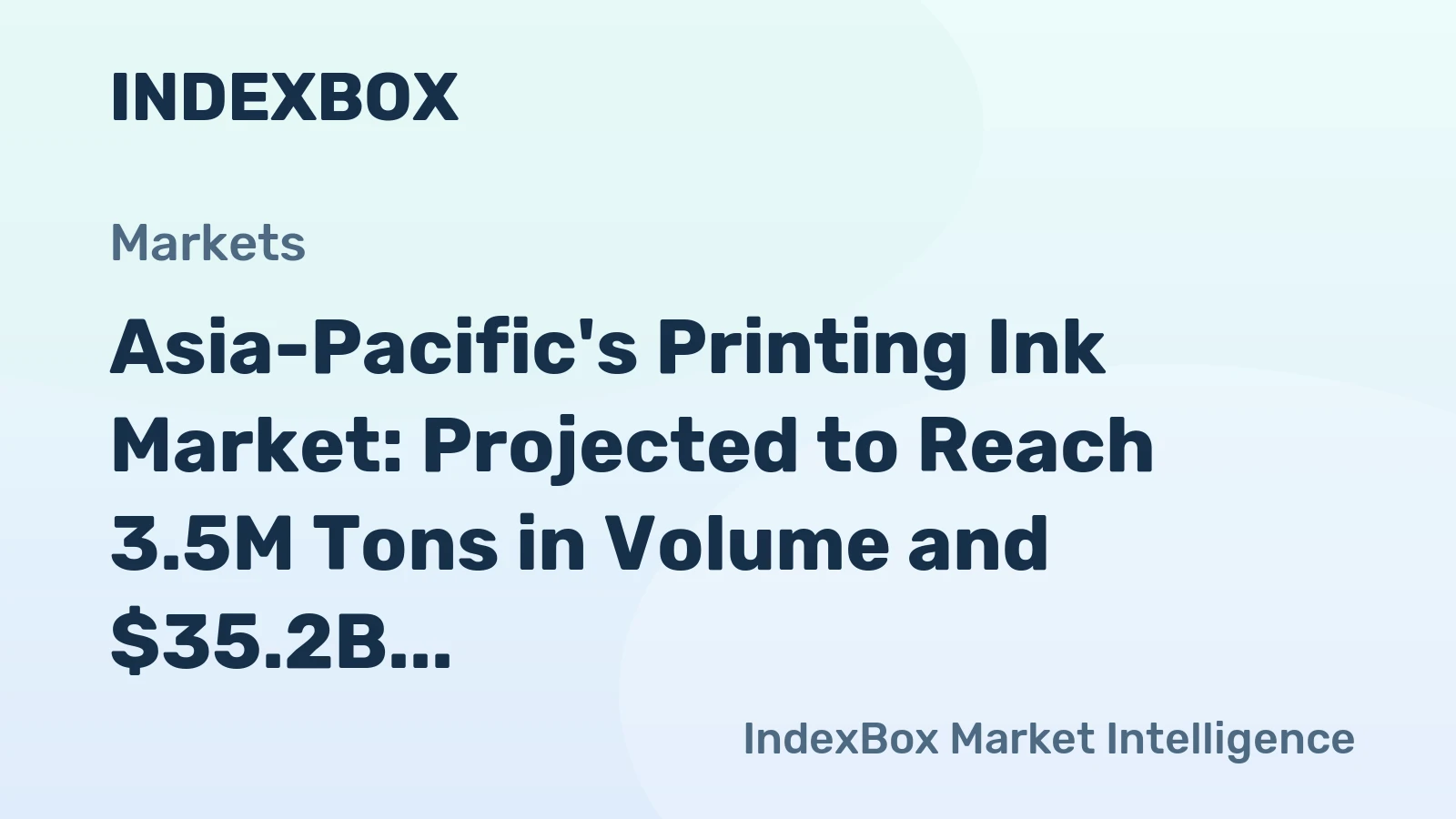 Asia-Pacific's Printing Ink Market: Projected to Reach 3.5M Tons in Volume and $35.2B in Value by 2035