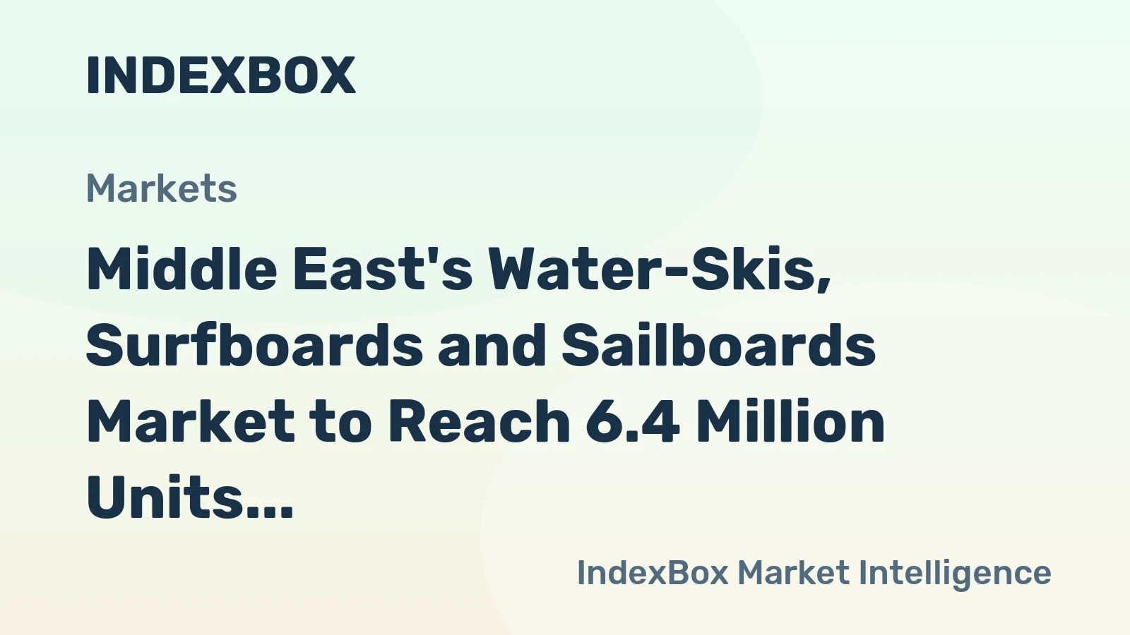 Middle East's Water-Skis, Surfboards and Sailboards Market to Reach 6.4 Million Units and $161M by 2035
