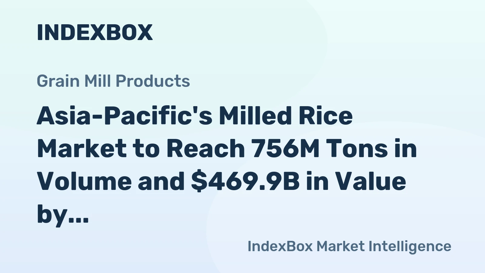 Asia-Pacific's Milled Rice Market to Reach 756M Tons in Volume and $469.9B in Value by 2035