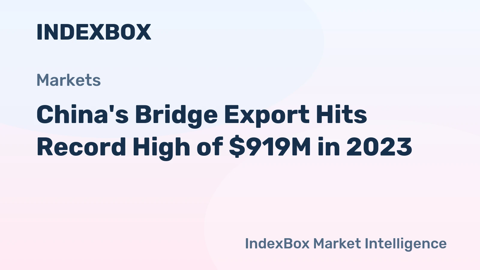 China's Bridge Export Hits Record High of $919M in 2023