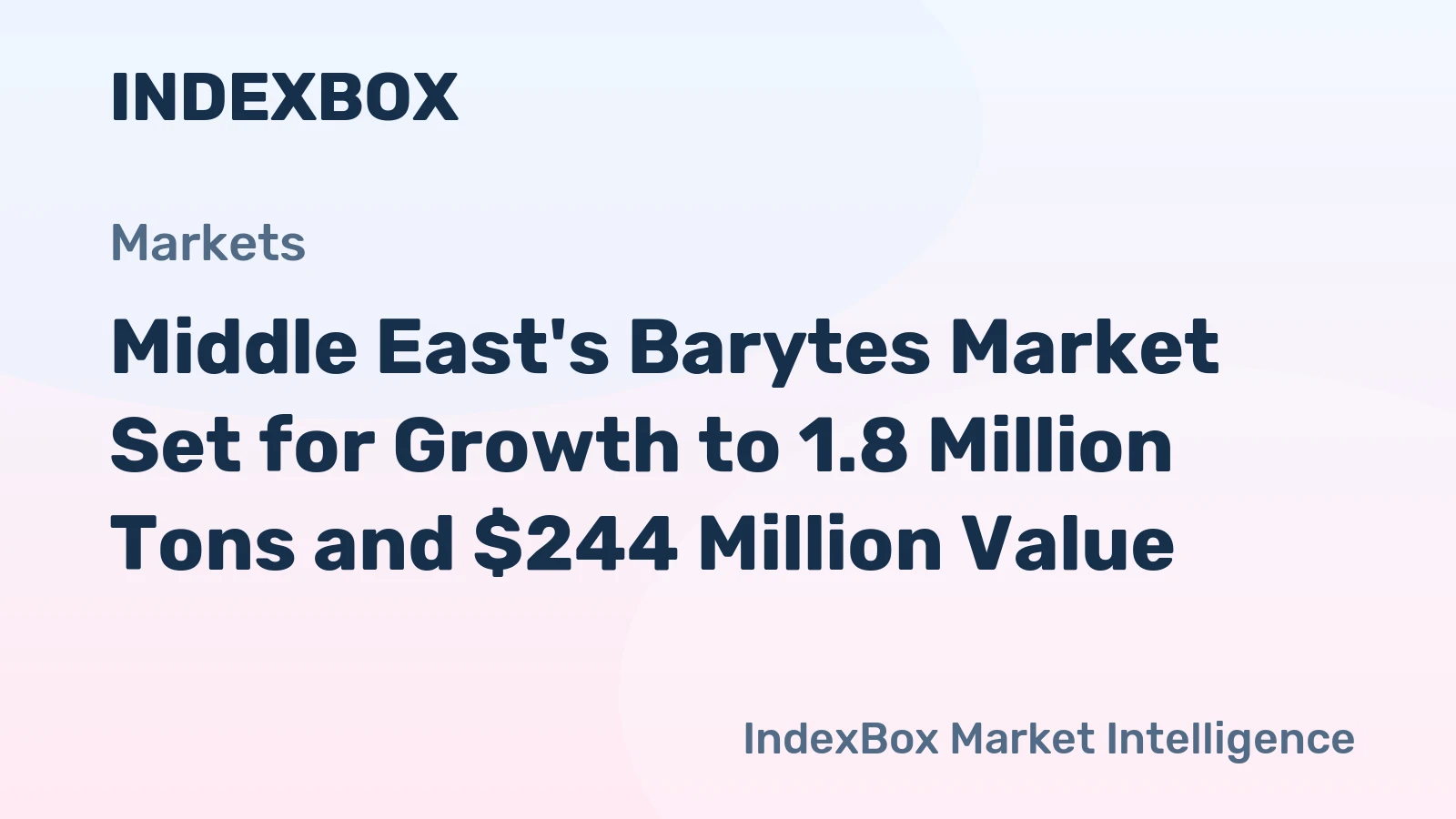 Middle East's Barytes Market Set for Growth to 1.8 Million Tons and $244 Million Value