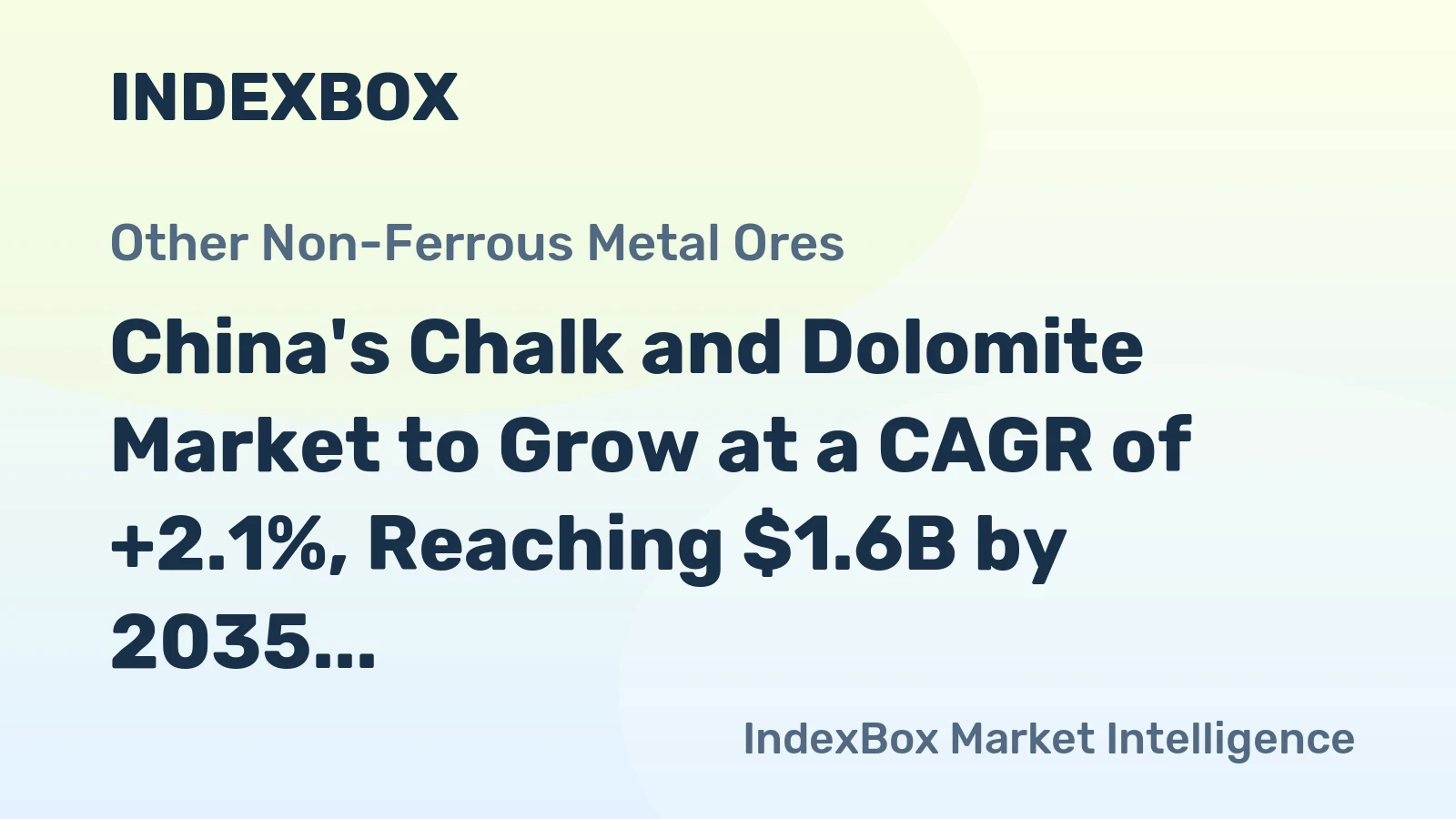China's Chalk and Dolomite Market to Grow at a CAGR of +2.1%, Reaching $1.6B by 2035
