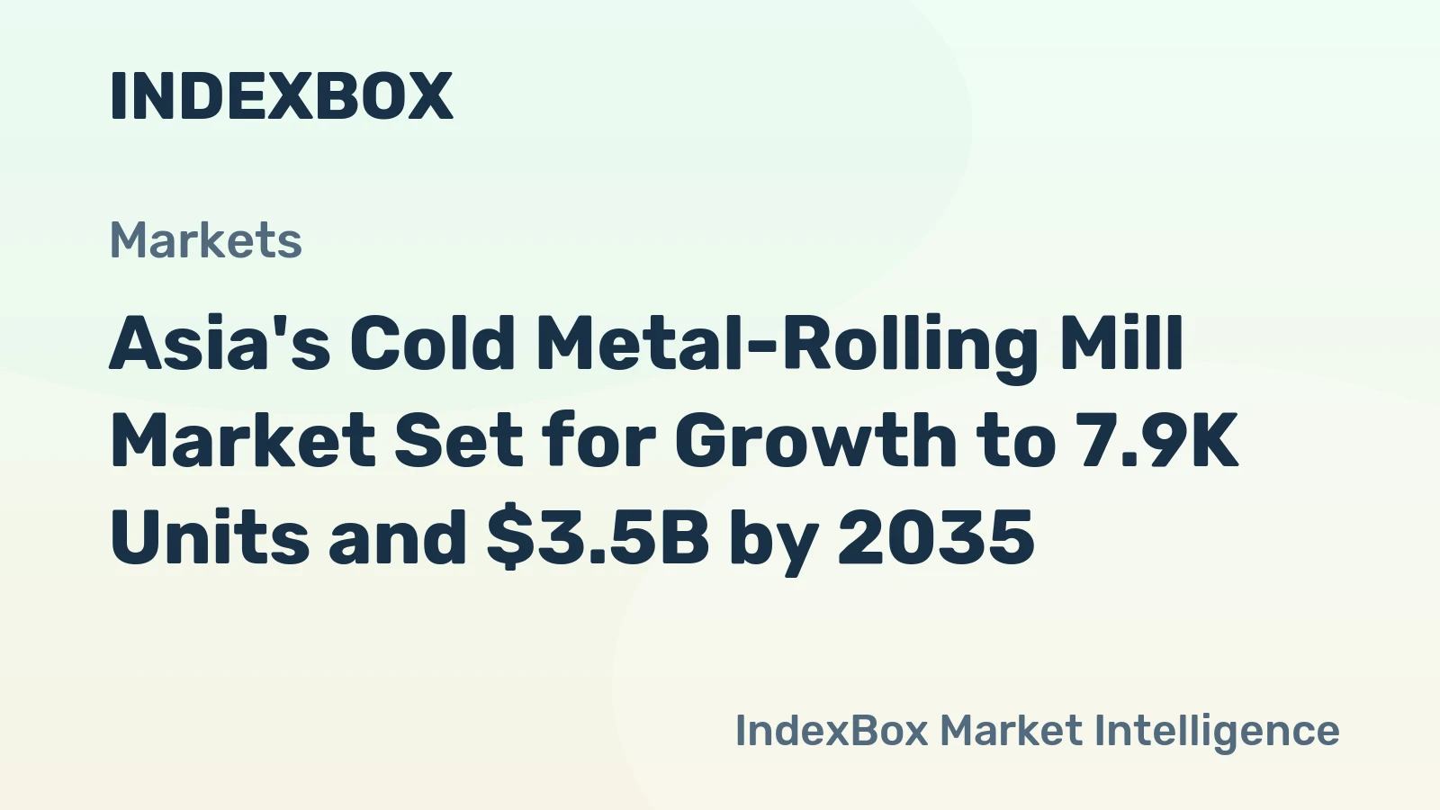 Asia's Cold Metal-Rolling Mill Market Set for Growth to 7.9K Units and $3.5B by 2035