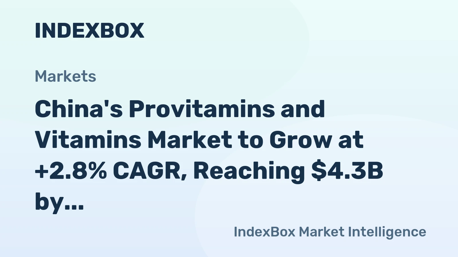 China's Provitamins and Vitamins Market to Grow at +2.8% CAGR, Reaching $4.3B by 2035