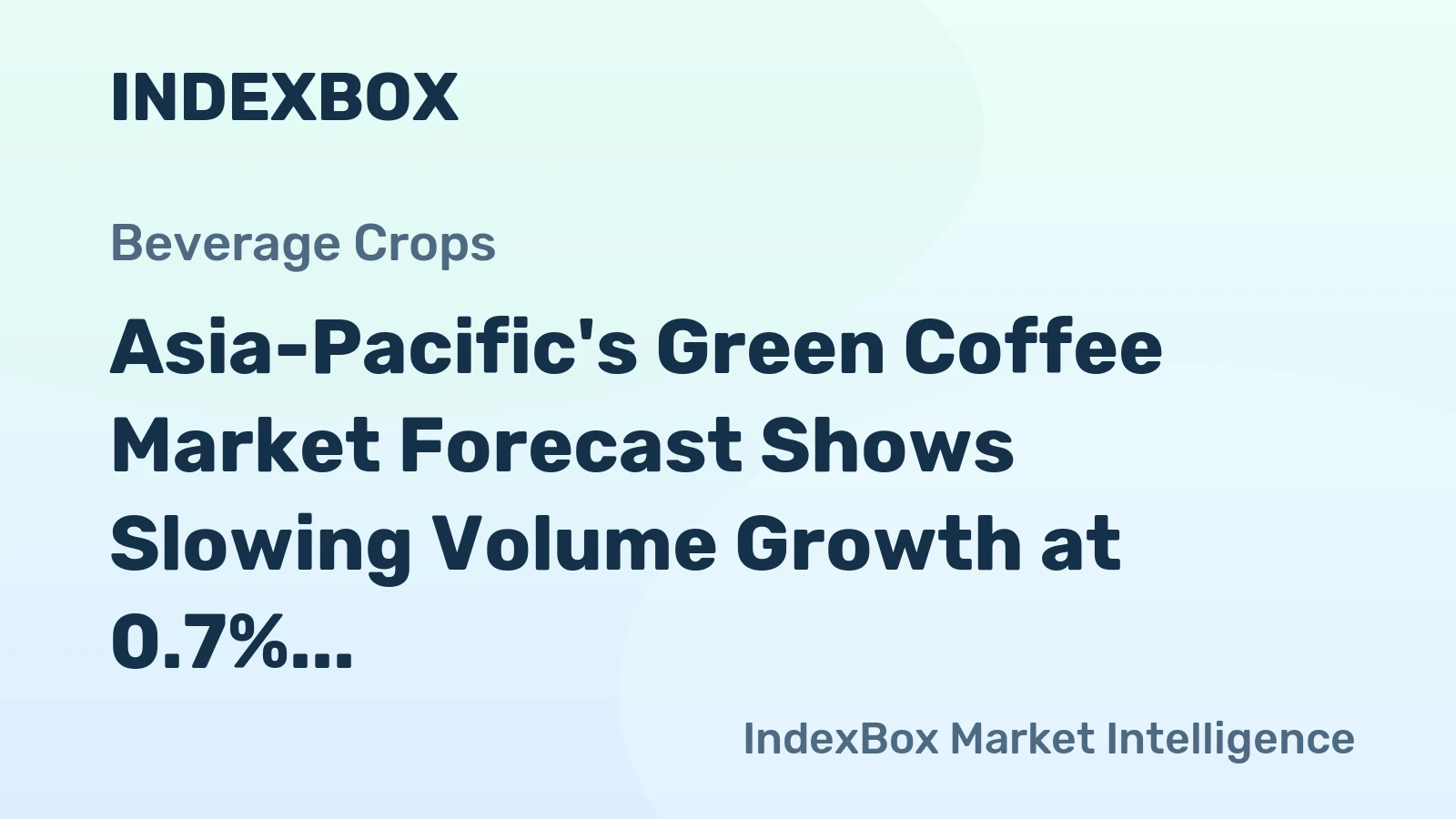 Asia-Pacific's Green Coffee Market Forecast Shows Slowing Volume Growth at 0.7% CAGR Through 2035