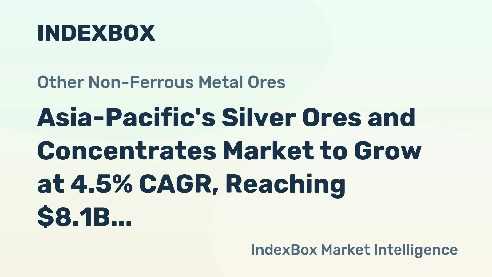 Asia-Pacific's Silver Ores and Concentrates Market to Grow at 4.5% CAGR, Reaching $8.1B by 2035