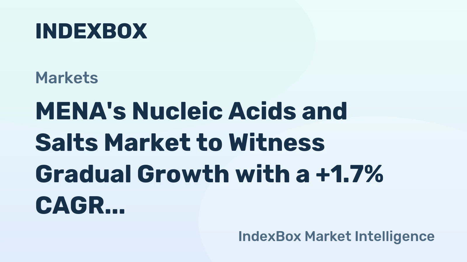 MENA's Nucleic Acids and Salts Market to Witness Gradual Growth with a +1.7% CAGR from 2024 to 2035
