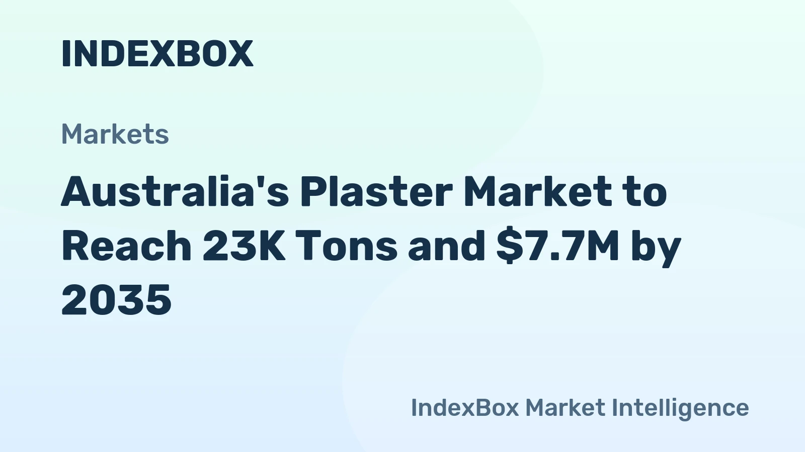 Australia's Plaster Market to Reach 23K Tons and $7.7M by 2035