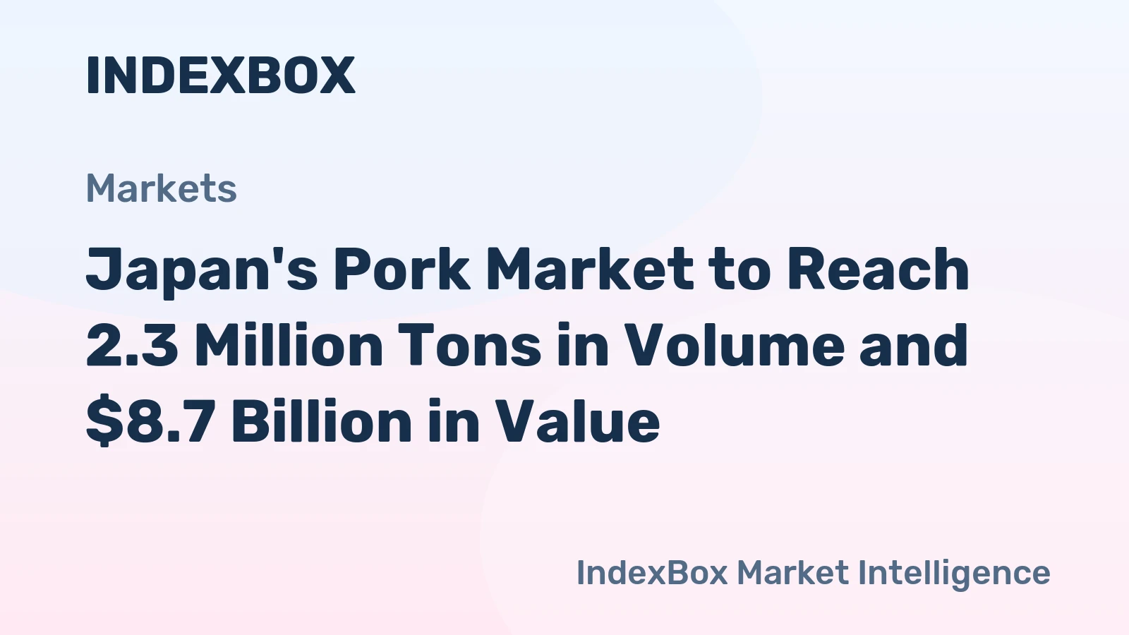Japan's Pork Market to Reach 2.3 Million Tons in Volume and $8.7 Billion in Value