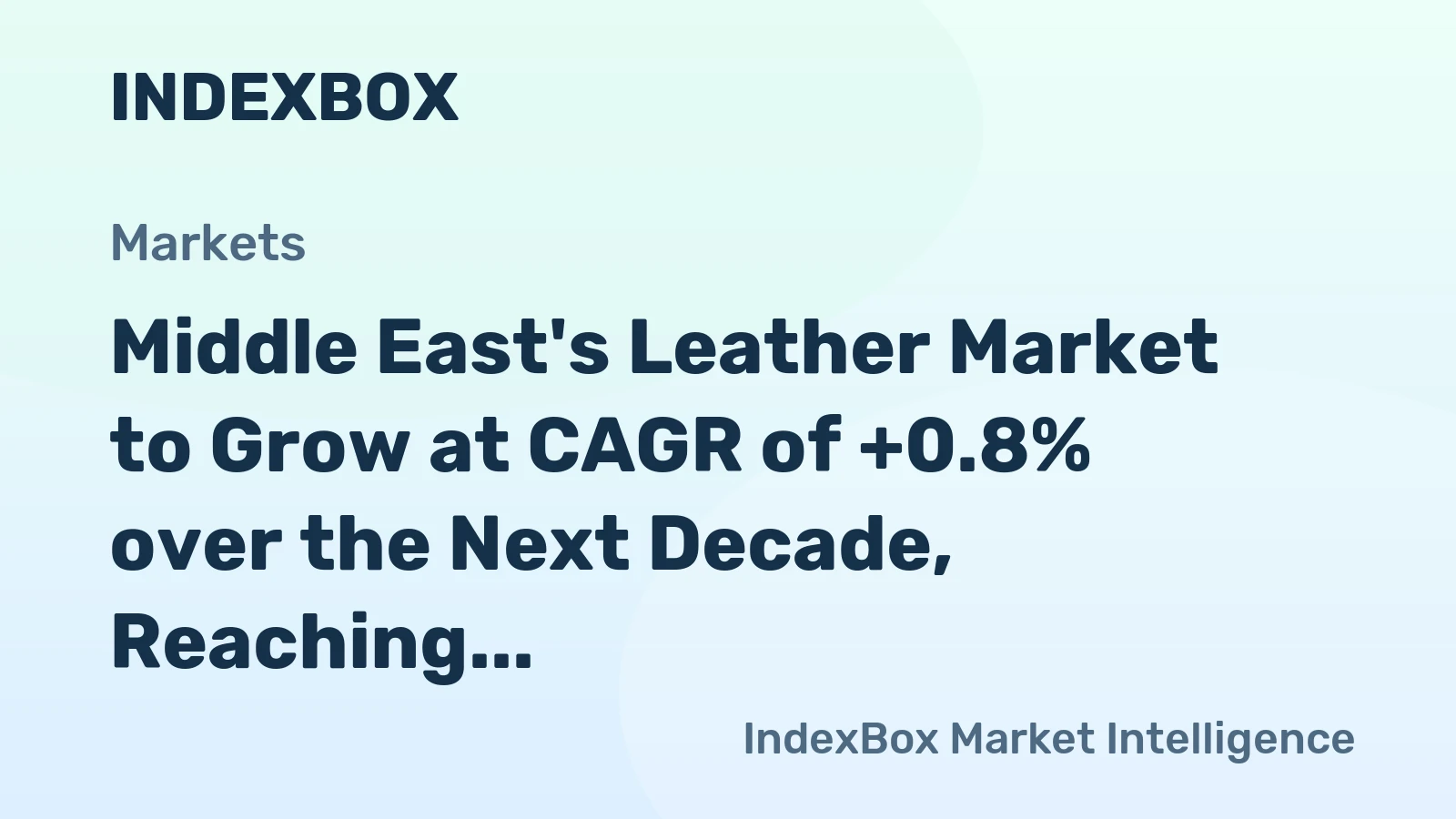 Middle East's Leather Market to Grow at CAGR of +0.8% over the Next Decade, Reaching $3.6B by 2035