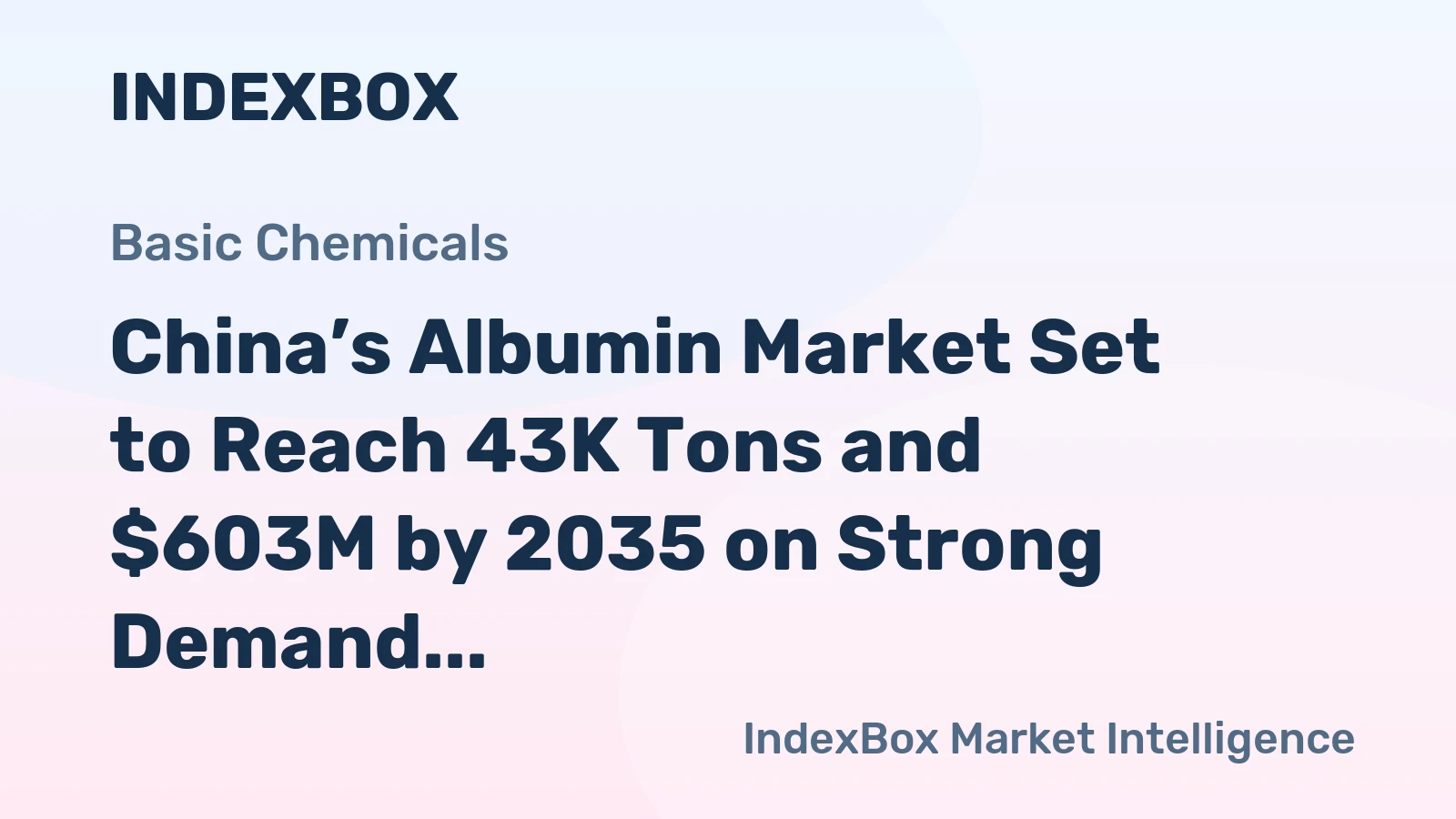 China’s Albumin Market Set to Reach 43K Tons and $603M by 2035 on Strong Demand Recovery
