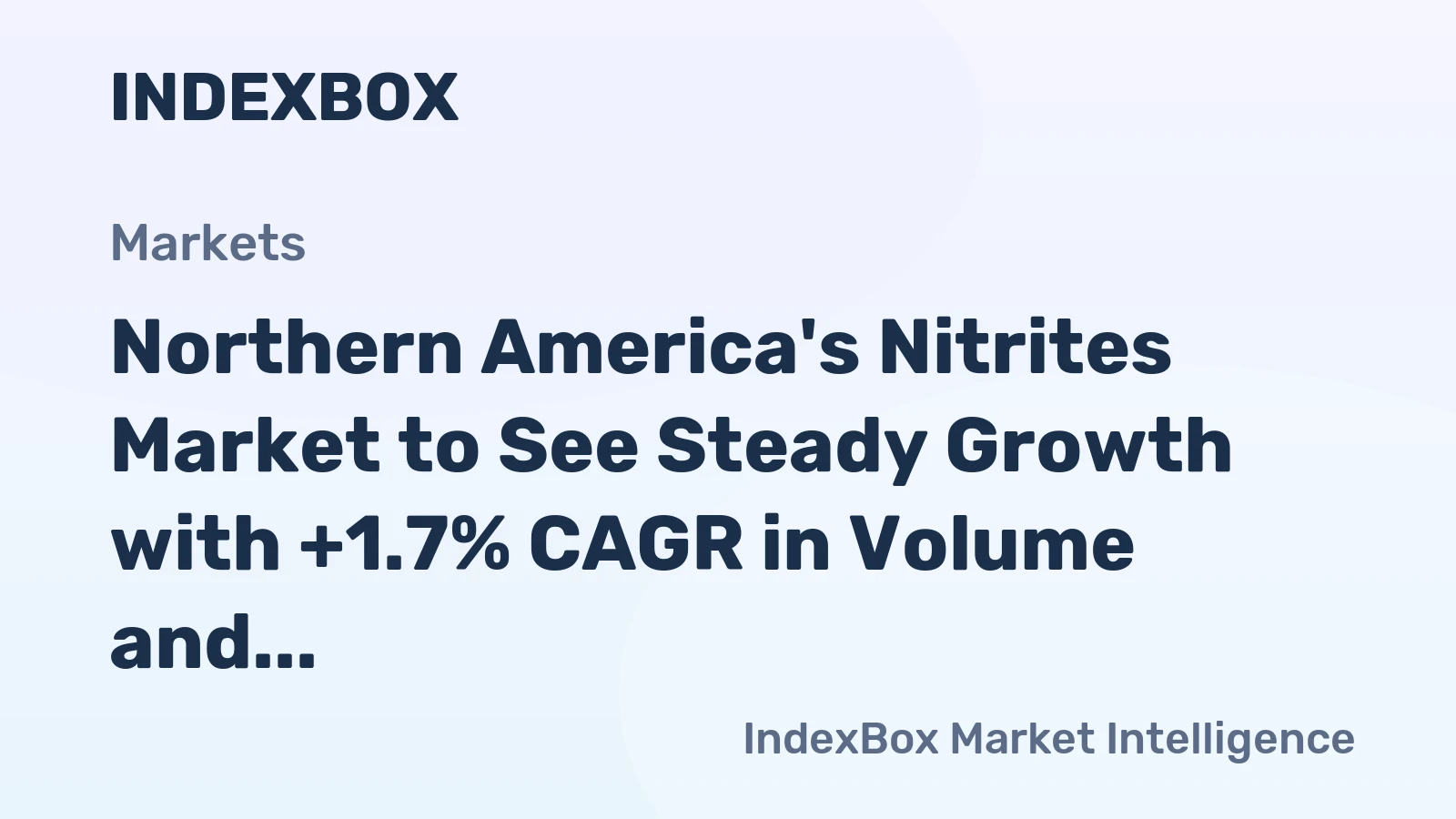 Northern America's Nitrites Market to See Steady Growth with +1.7% CAGR in Volume and +2.9% CAGR in Value Through 2035