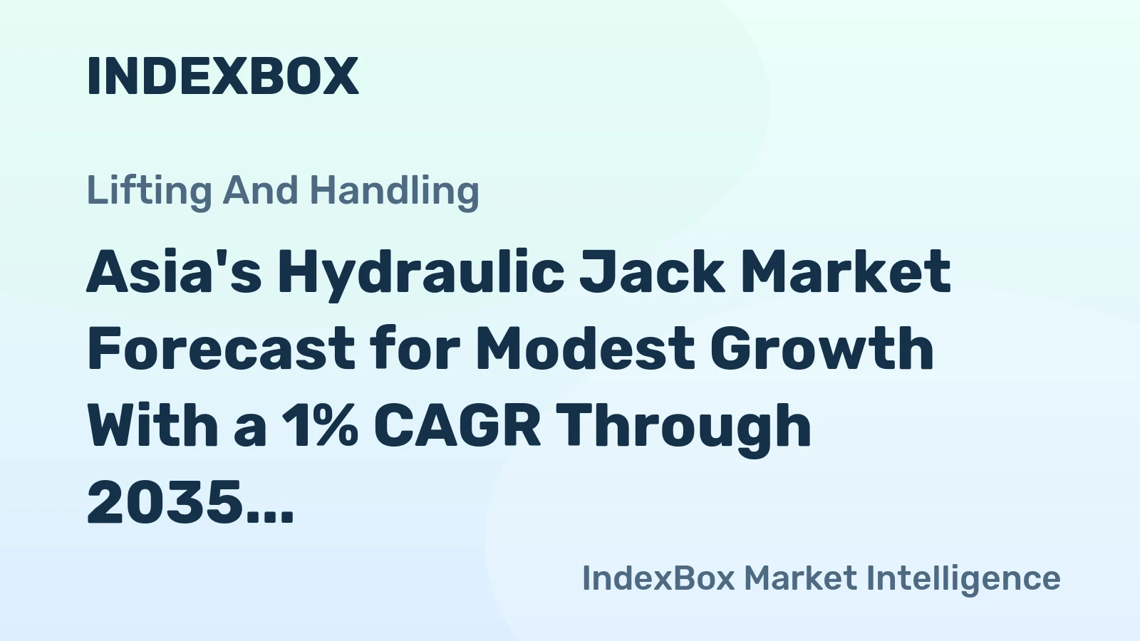 Asia's Hydraulic Jack Market Forecast for Modest Growth With a 1% CAGR Through 2035
