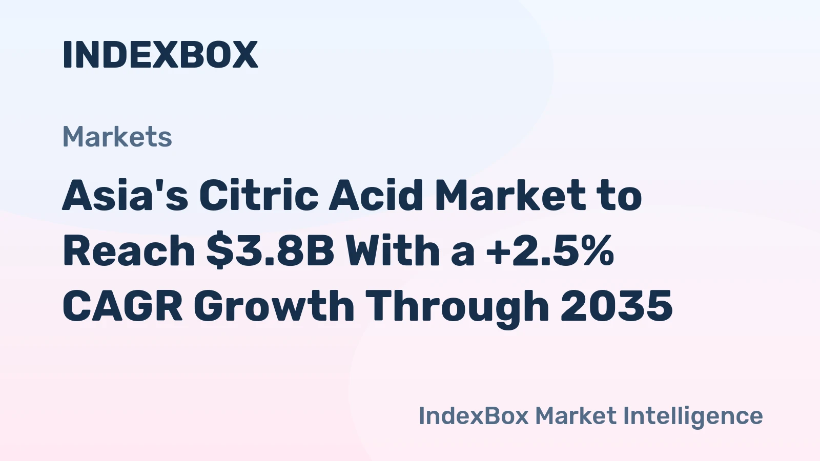 Asia's Citric Acid Market to Reach $3.8B With a +2.5% CAGR Growth Through 2035