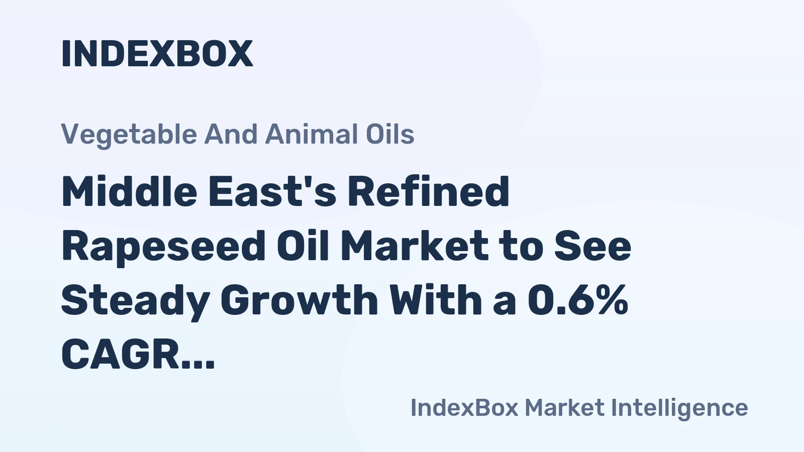 Middle East's Refined Rapeseed Oil Market to See Steady Growth With a 0.6% CAGR