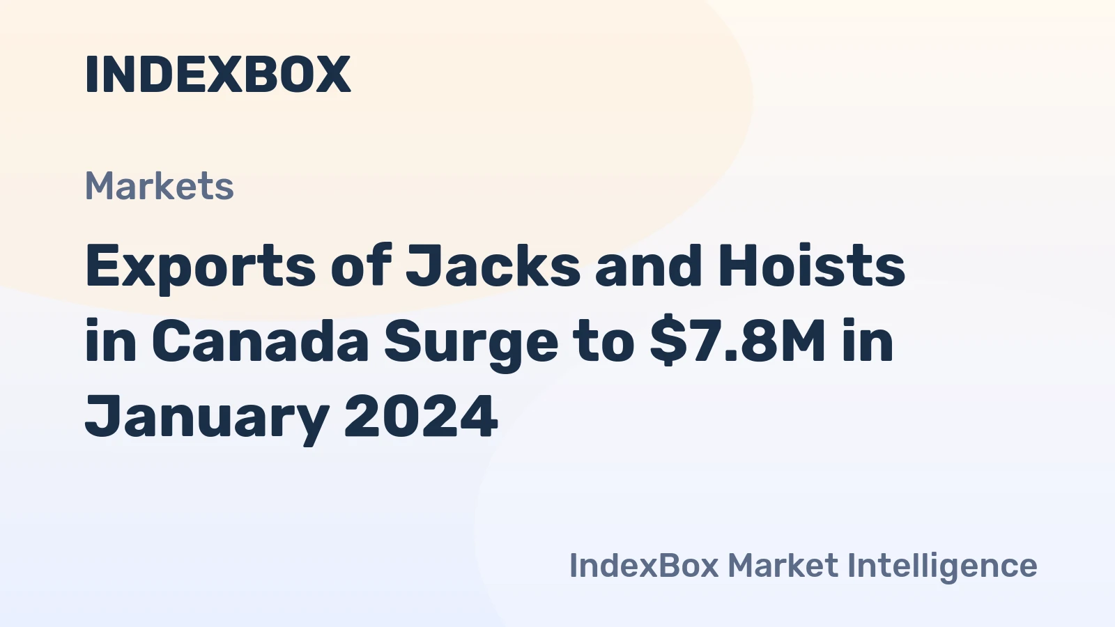 Exports of Jacks and Hoists in Canada Surge to $7.8M in January 2024