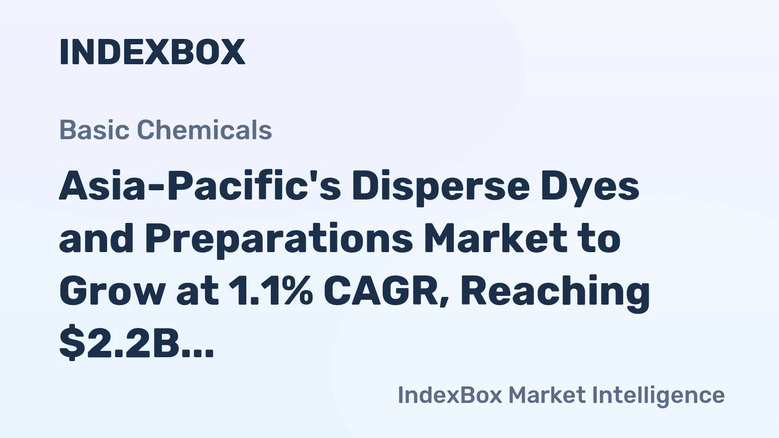 Asia-Pacific's Disperse Dyes and Preparations Market to Grow at 1.1% CAGR, Reaching $2.2B by 2035