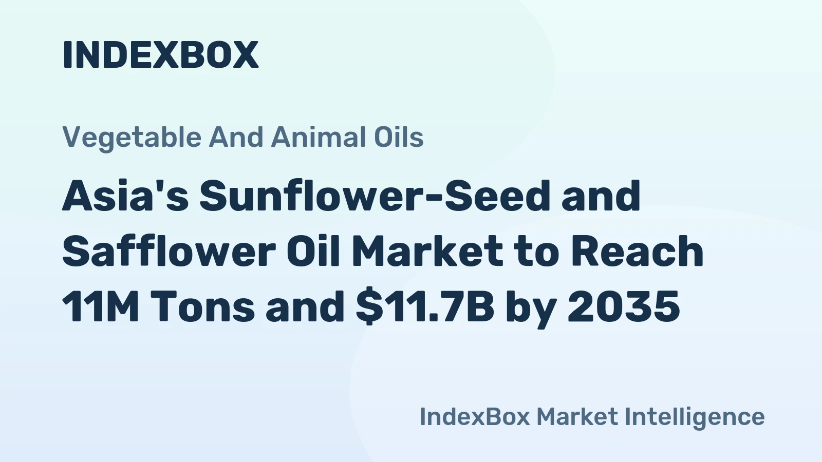 Asia's Sunflower-Seed and Safflower Oil Market to Reach 11M Tons and $11.7B by 2035