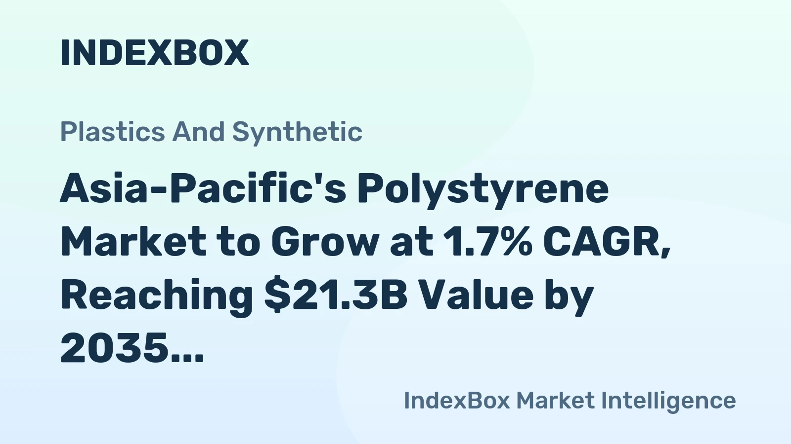 Asia-Pacific's Polystyrene Market to Grow at 1.7% CAGR, Reaching $21.3B Value by 2035