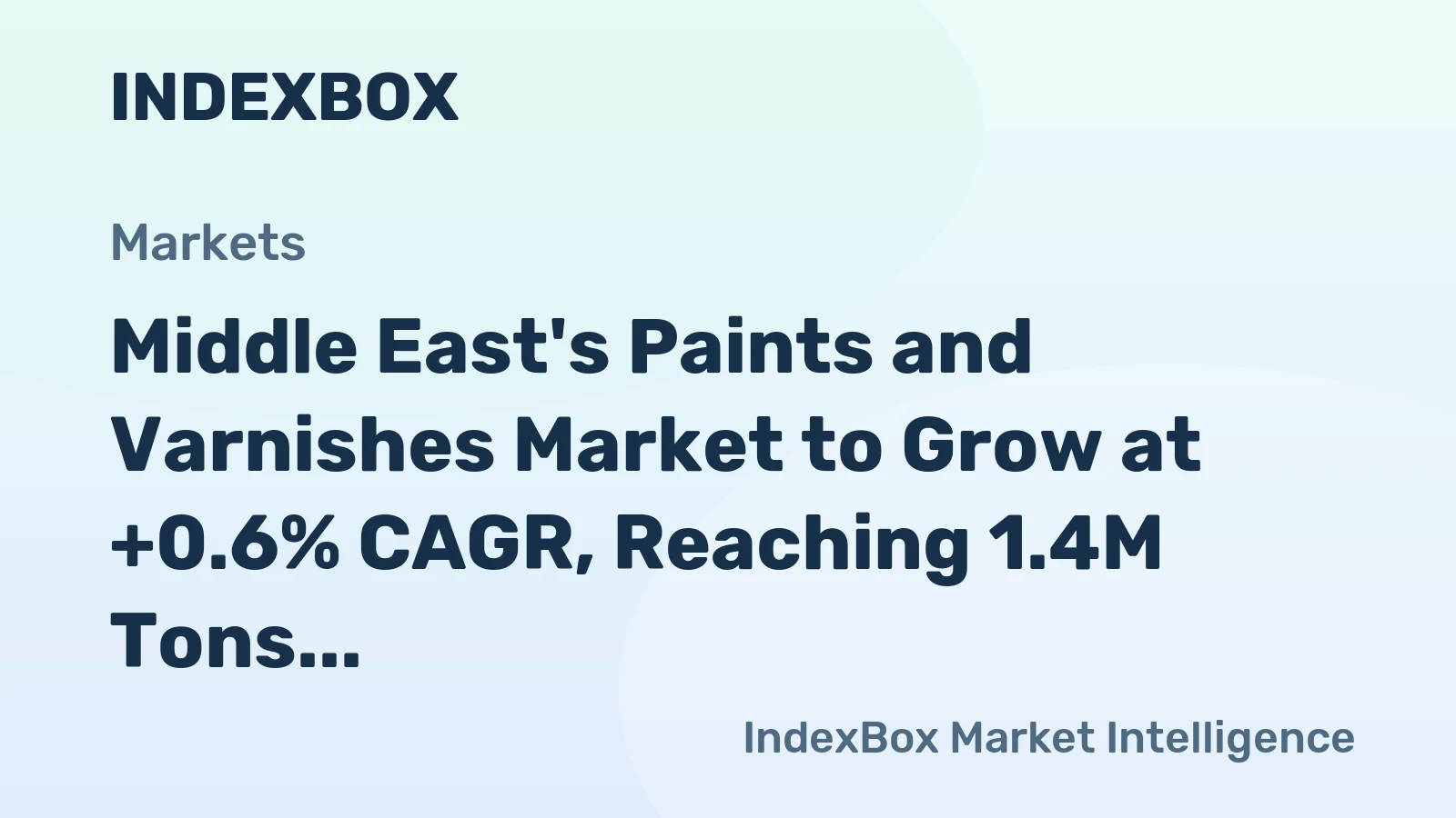 Middle East's Paints and Varnishes Market to Grow at +0.6% CAGR, Reaching 1.4M Tons by 2035