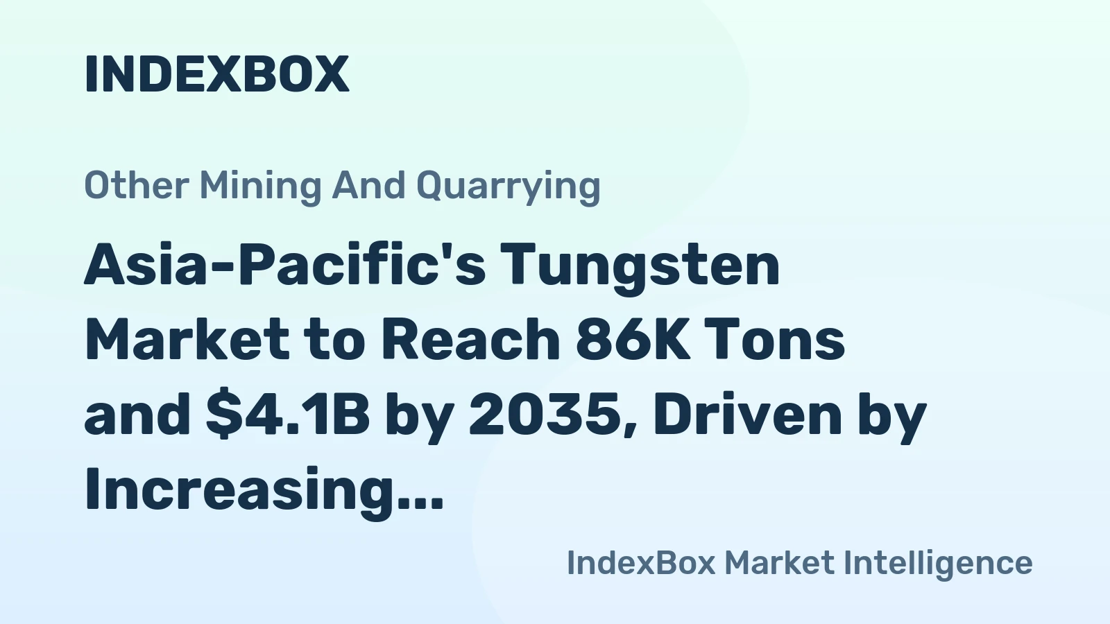 Asia-Pacific's Tungsten Market to Reach 86K Tons and $4.1B by 2035, Driven by Increasing Demand in the Region