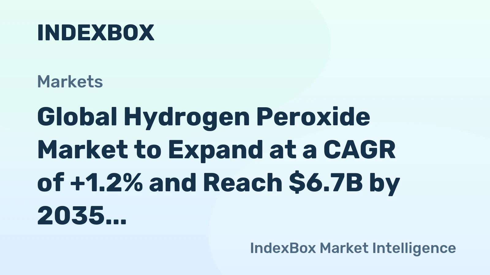 Global Hydrogen Peroxide Market to Expand at a CAGR of +1.2% and Reach $6.7B by 2035