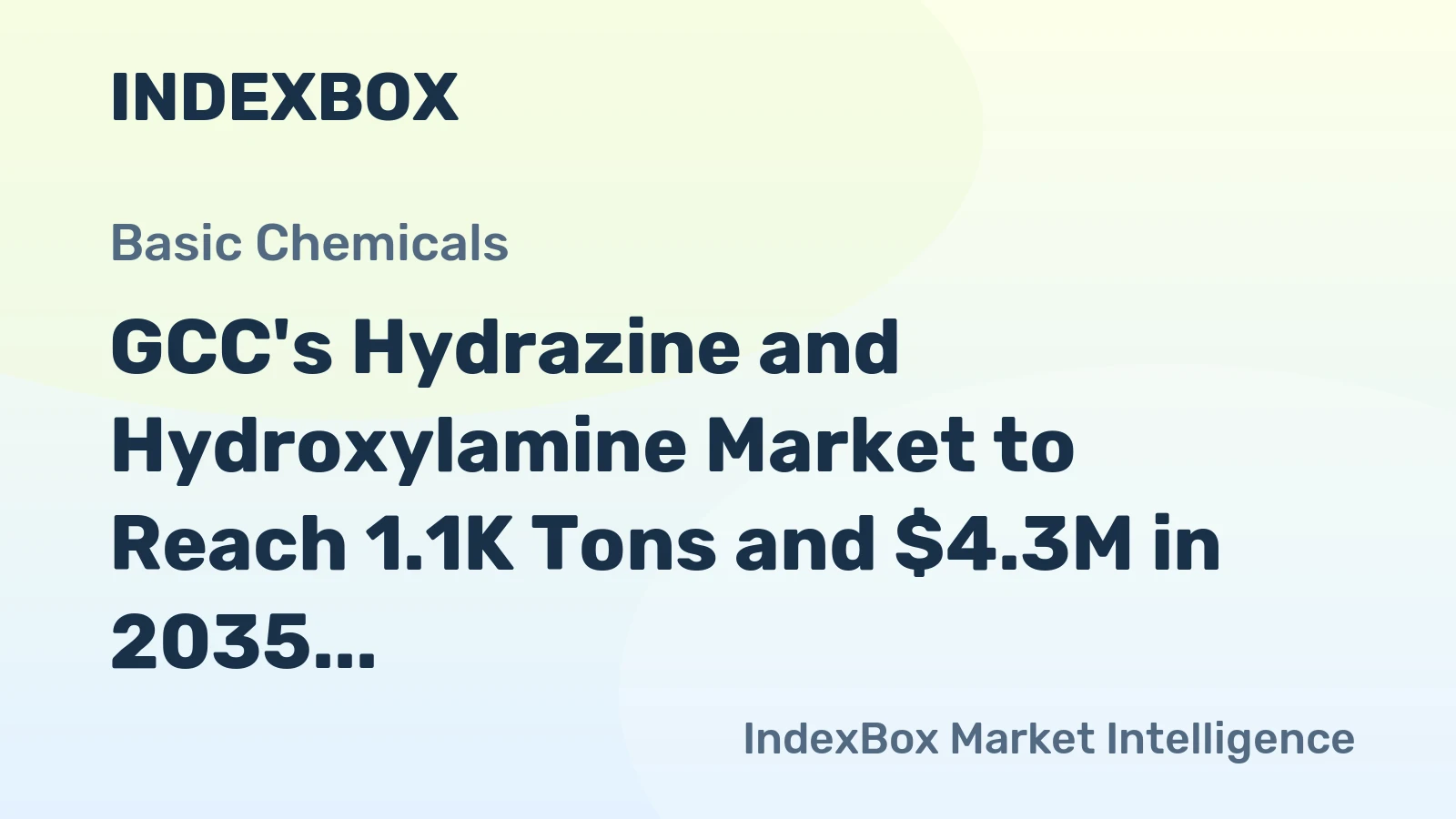 GCC's Hydrazine and Hydroxylamine Market to Reach 1.1K Tons and $4.3M in 2035