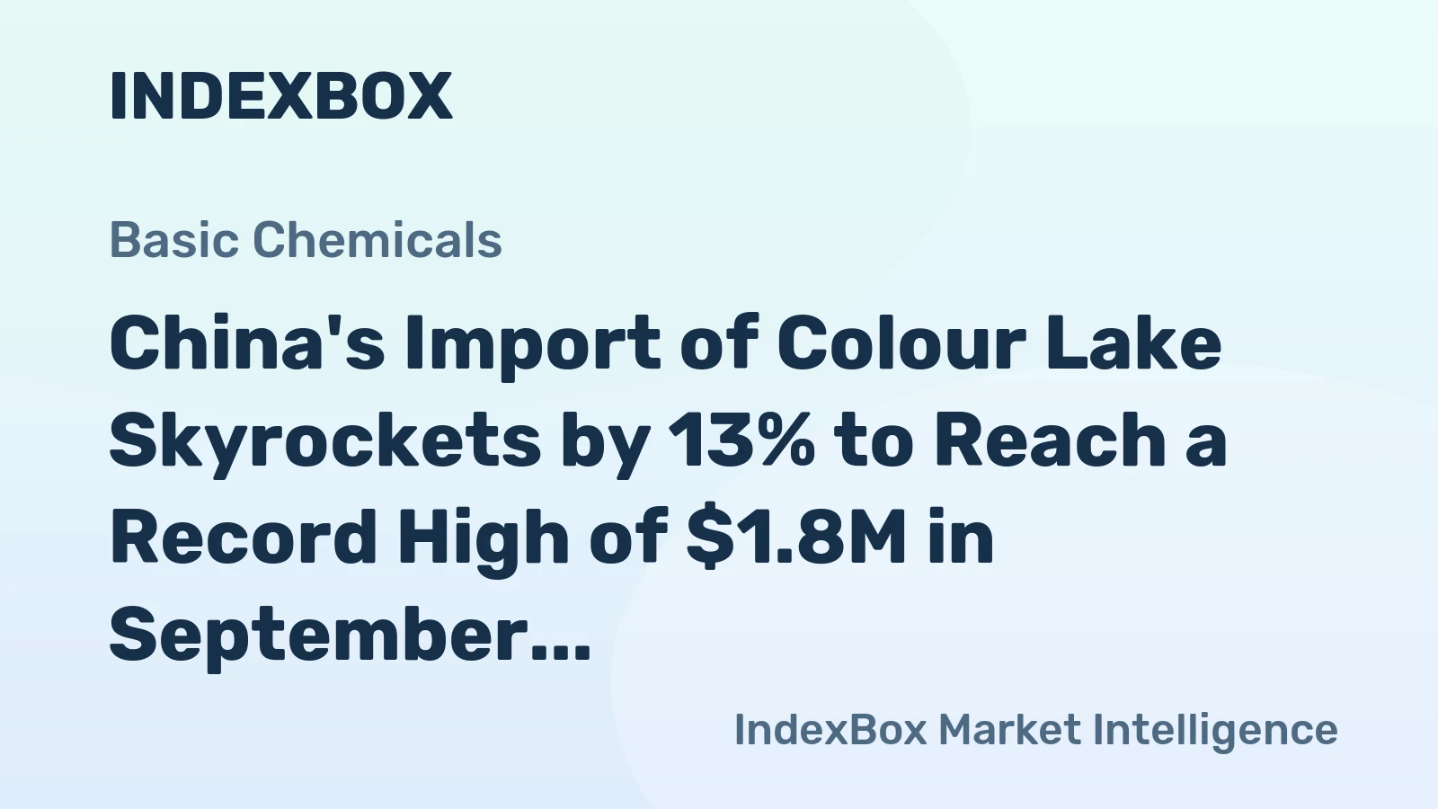 China's Import of Colour Lake Skyrockets by 13% to Reach a Record High of $1.8M in September 2023