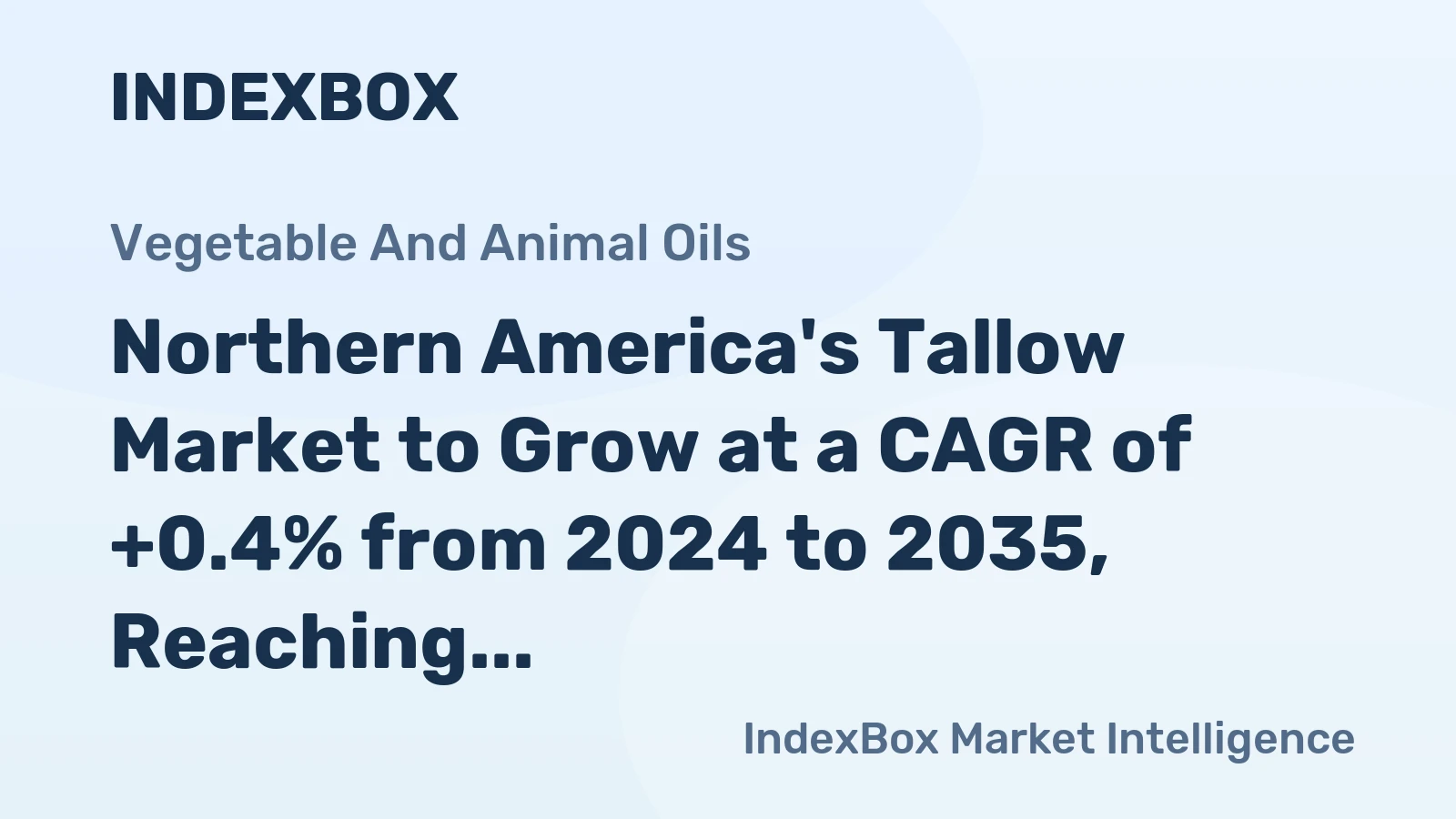 Northern America's Tallow Market to Grow at a CAGR of +0.4% from 2024 to 2035, Reaching 5M Tons