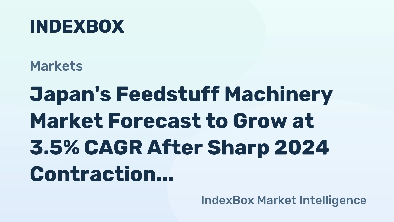 Japan's Feedstuff Machinery Market Forecast to Grow at 3.5% CAGR After Sharp 2024 Contraction
