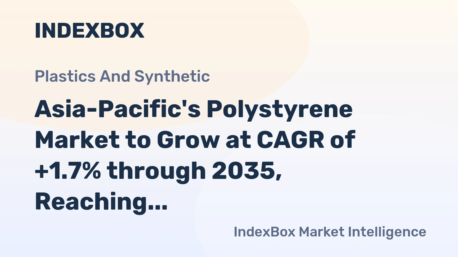 Asia-Pacific's Polystyrene Market to Grow at CAGR of +1.7% through 2035, Reaching $21.3B in Value