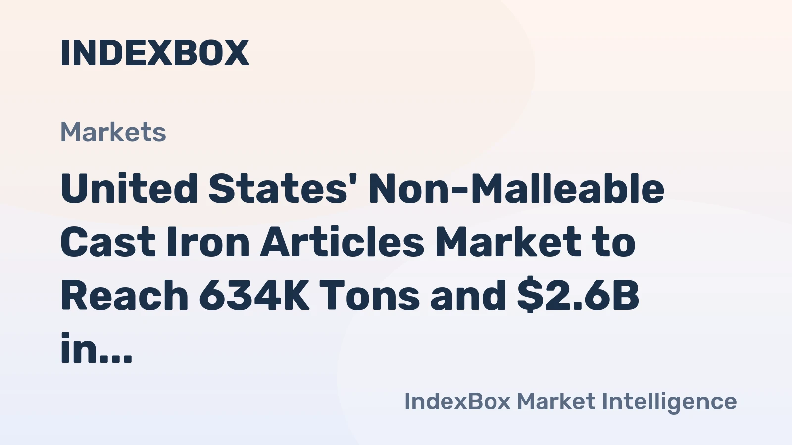 United States' Non-Malleable Cast Iron Articles Market to Reach 634K Tons and $2.6B in Value
