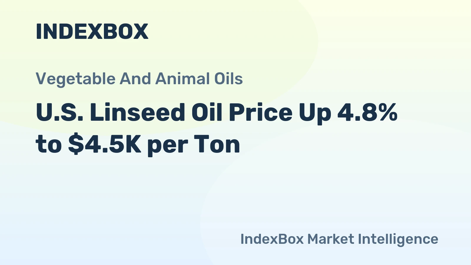 U.S. Linseed Oil Price Up 4.8% to $4.5K per Ton
