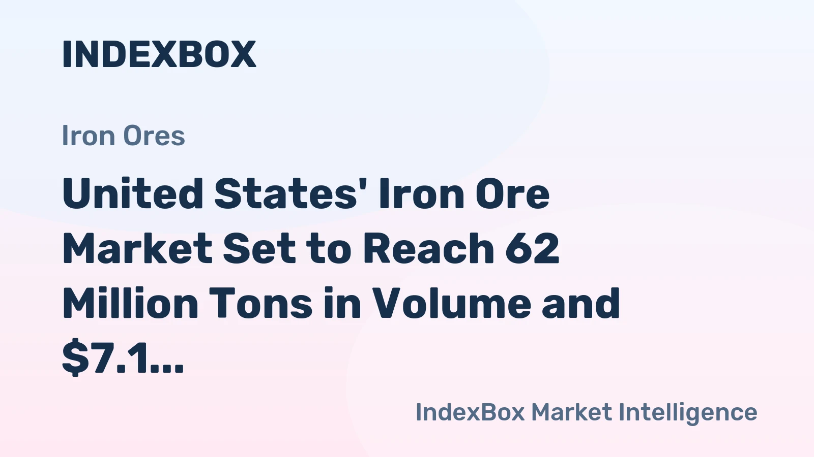 United States' Iron Ore Market Set to Reach 62 Million Tons in Volume and $7.1 Billion in Value