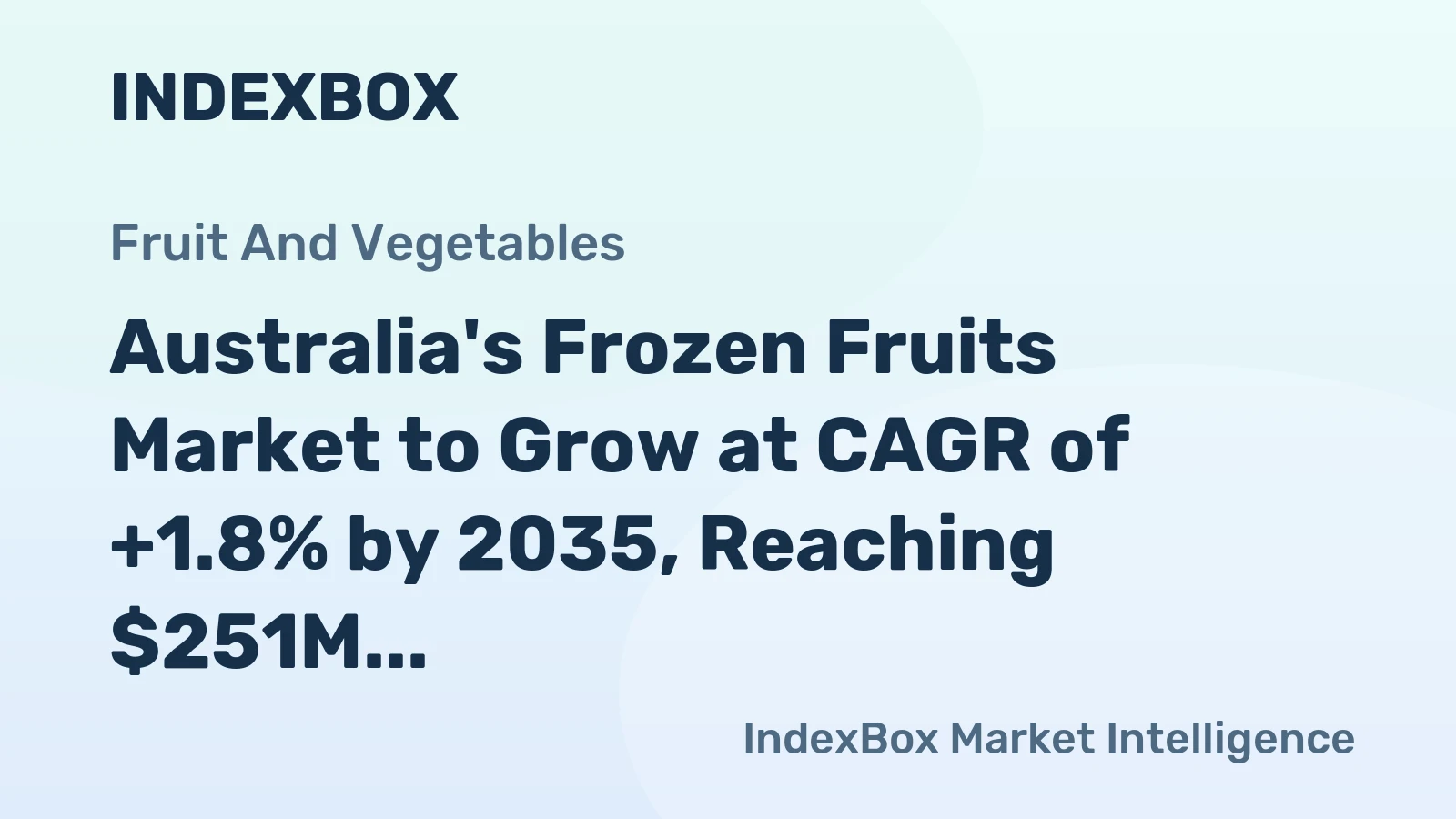 Australia's Frozen Fruits Market to Grow at CAGR of +1.8% by 2035, Reaching $251M in Value
