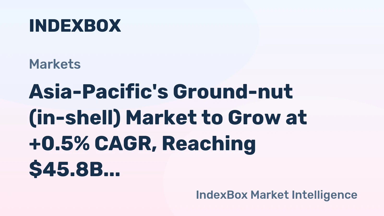Asia-Pacific's Ground-nut (in-shell) Market to Grow at +0.5% CAGR, Reaching $45.8B by 2035