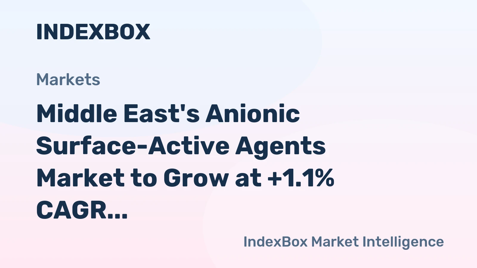 Middle East's Anionic Surface-Active Agents Market to Grow at +1.1% CAGR, Reaching $1.4B by 2035
