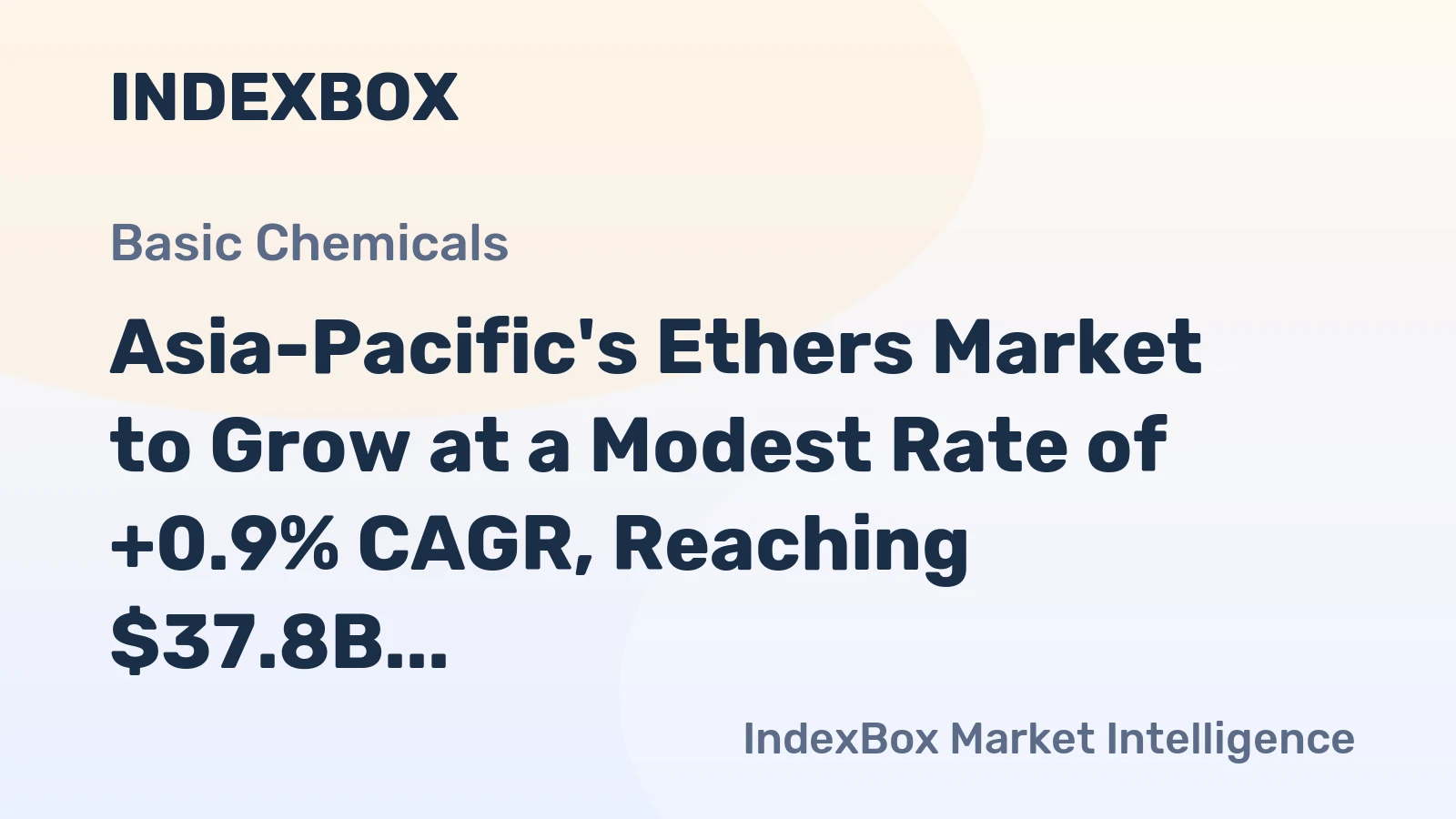 Asia-Pacific's Ethers Market to Grow at a Modest Rate of +0.9% CAGR, Reaching $37.8B by 2035