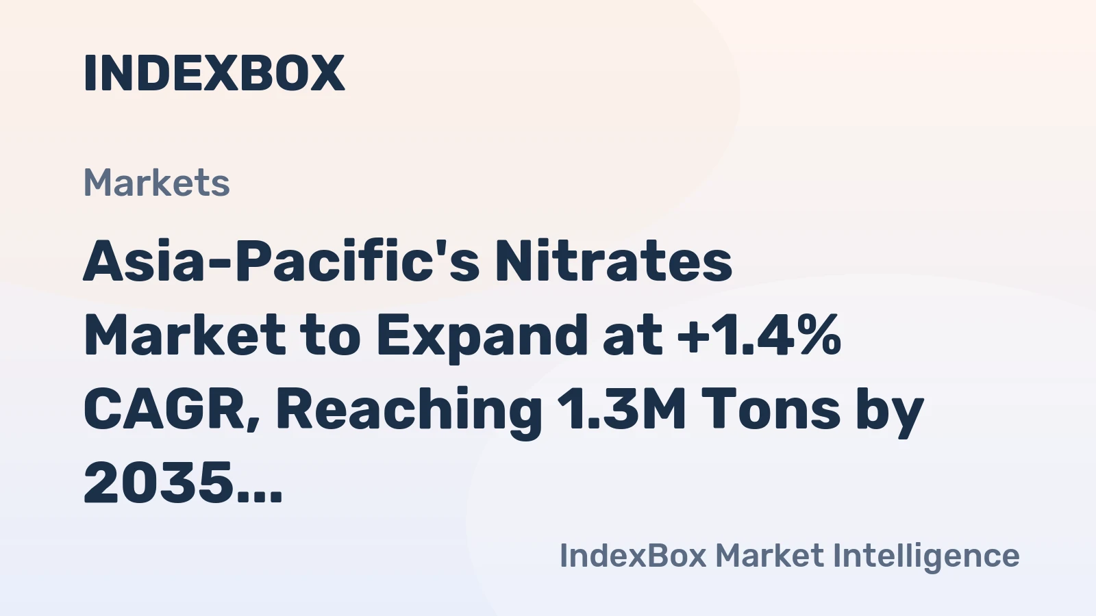 Asia-Pacific's Nitrates Market to Expand at +1.4% CAGR, Reaching 1.3M Tons by 2035