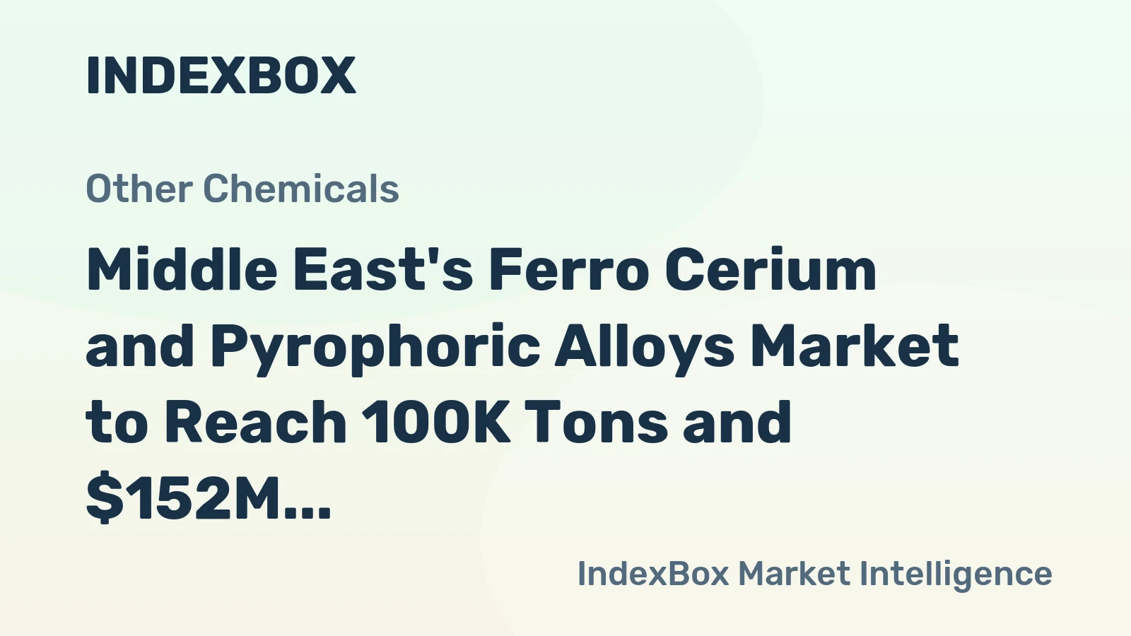 Middle East's Ferro Cerium and Pyrophoric Alloys Market to Reach 100K Tons and $152M