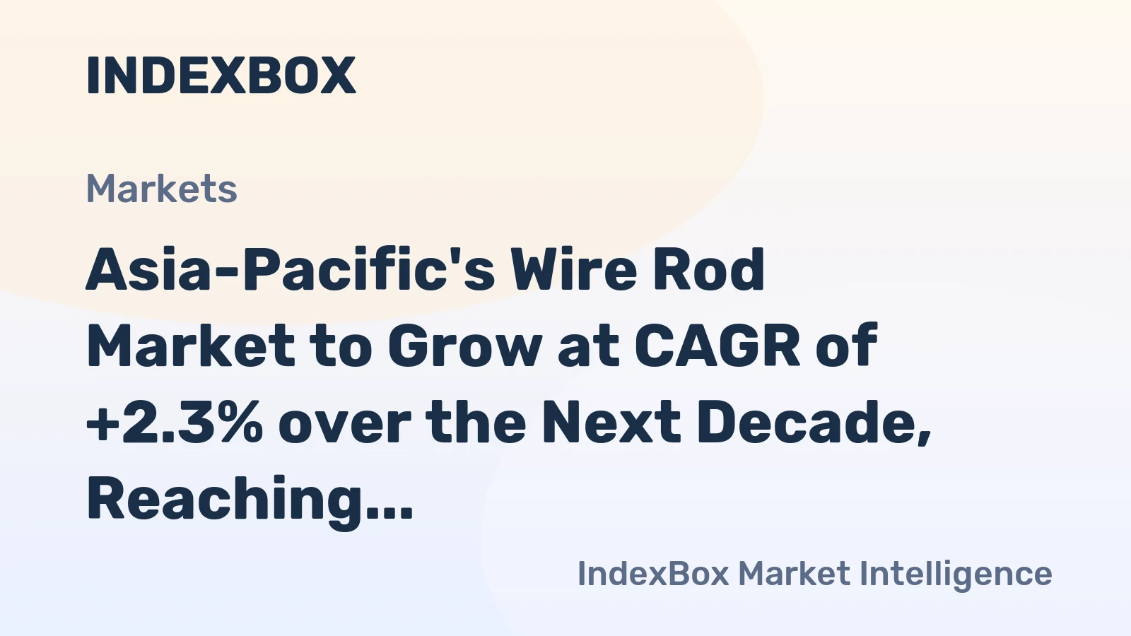 Asia-Pacific's Wire Rod Market to Grow at CAGR of +2.3% over the Next Decade, Reaching $51.8B by 2035