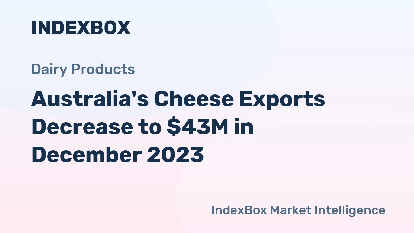 Australia's Cheese Exports Decrease to $43M in December 2023