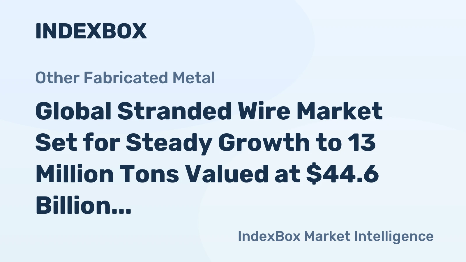 Global Stranded Wire Market Set for Steady Growth to 13 Million Tons Valued at $44.6 Billion