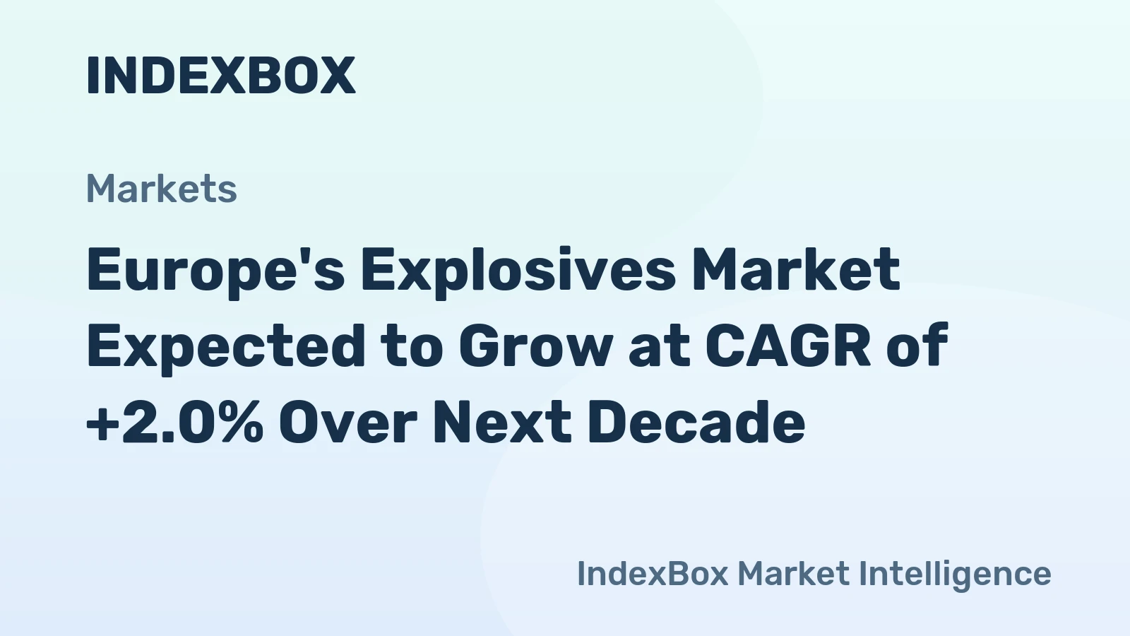 Europe's Explosives Market Expected to Grow at CAGR of +2.0% Over Next Decade
