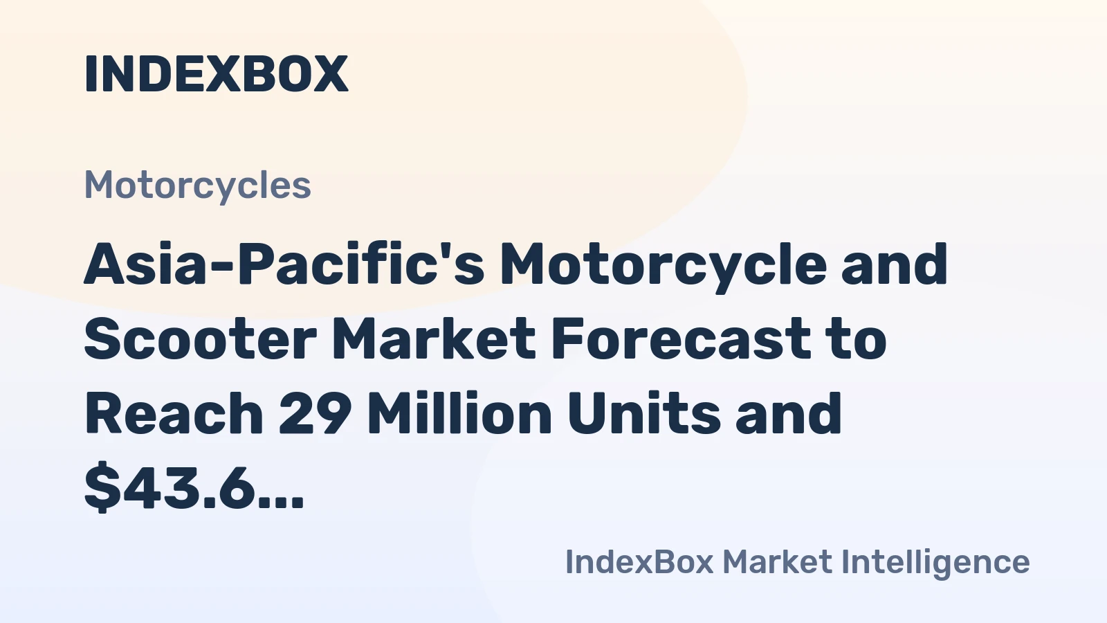 Asia-Pacific's Motorcycle and Scooter Market Forecast to Reach 29 Million Units and $43.6 Billion by 2035