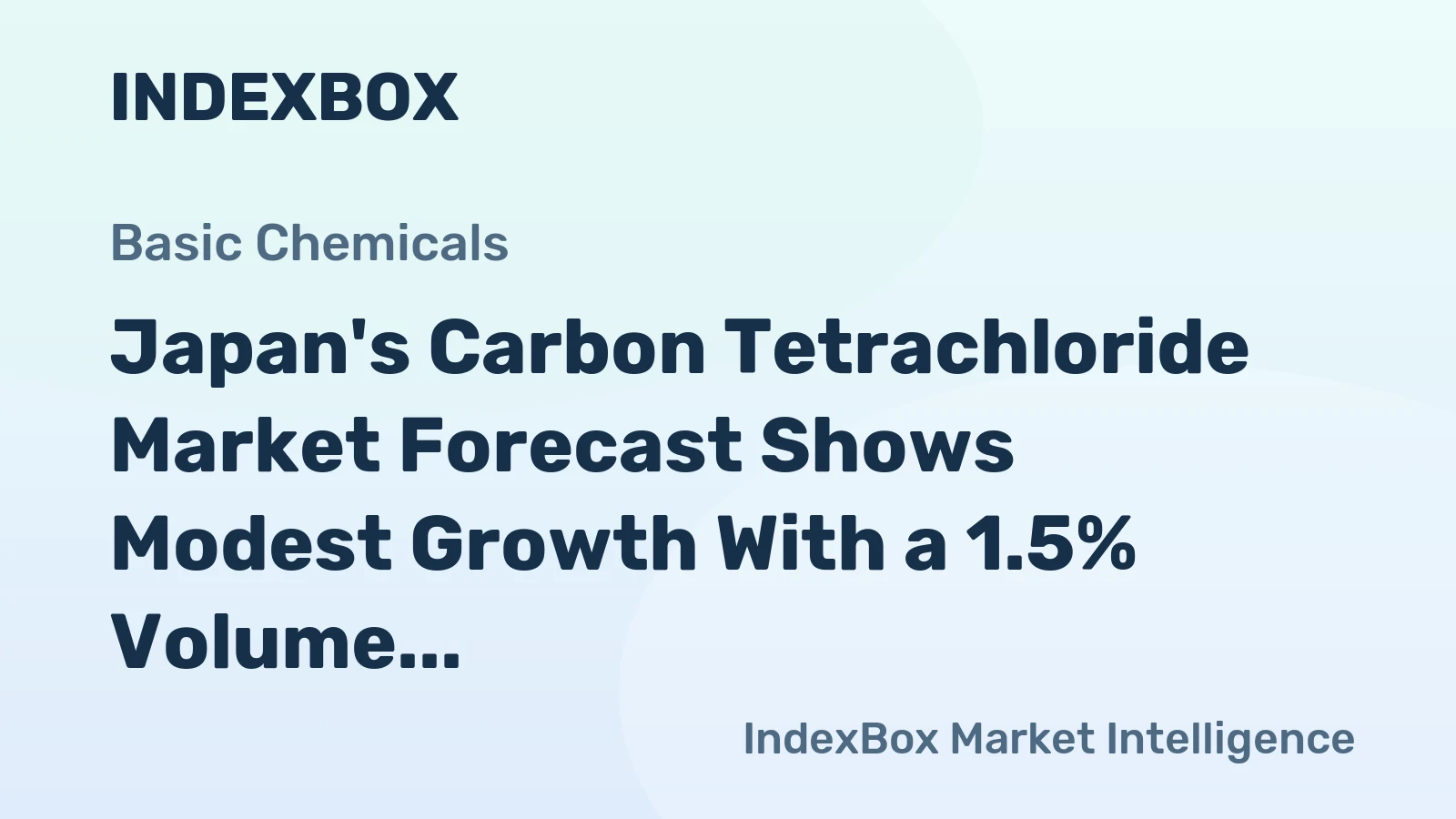 Japan's Carbon Tetrachloride Market Forecast Shows Modest Growth With a 1.5% Volume CAGR
