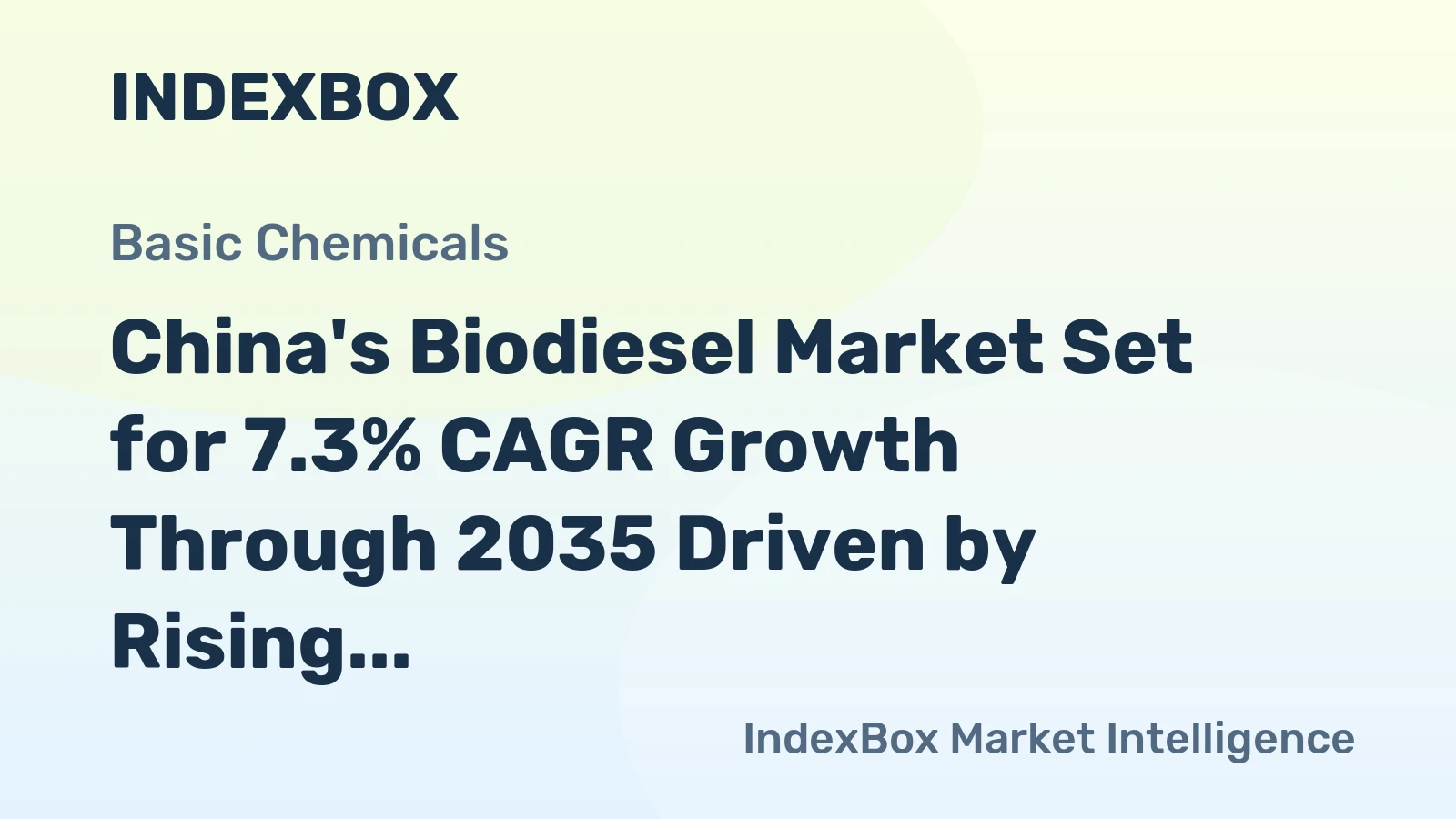 China's Biodiesel Market Set for 7.3% CAGR Growth Through 2035 Driven by Rising Domestic Demand